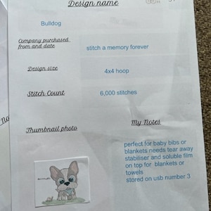 Machine Embroidery Design Organising Info Sheets A4 Page Printable Pdf ...