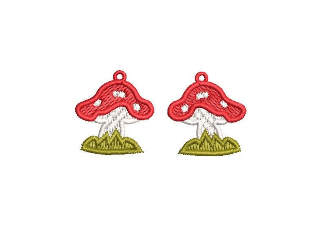 Toadstool Fsl Machine Embroidery Earring Design - Etsy