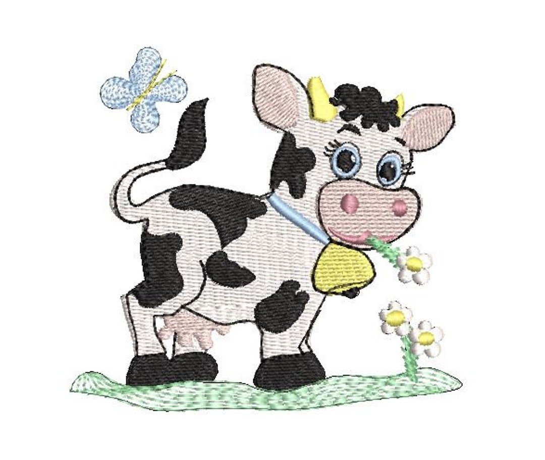 Happy Cow Machine Embroidery Design in Two Sizes - Etsy