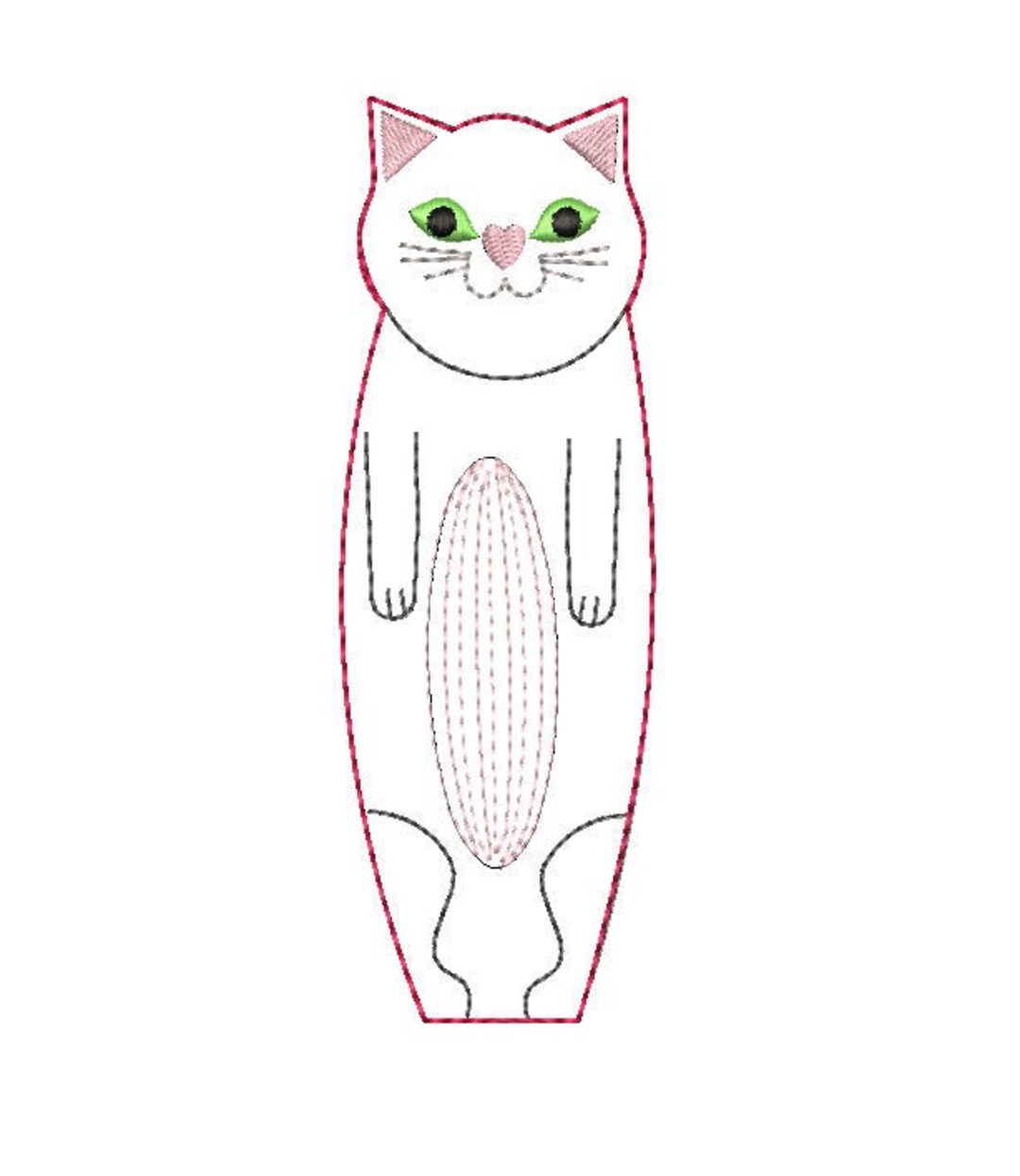 Kitty Bookmark Embroidery Design With Instructions for 7x5 Hoop - Etsy