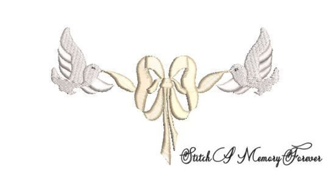Doves and Bow Digital Embroidery File in Two Sizes Perfect for Wedding ...