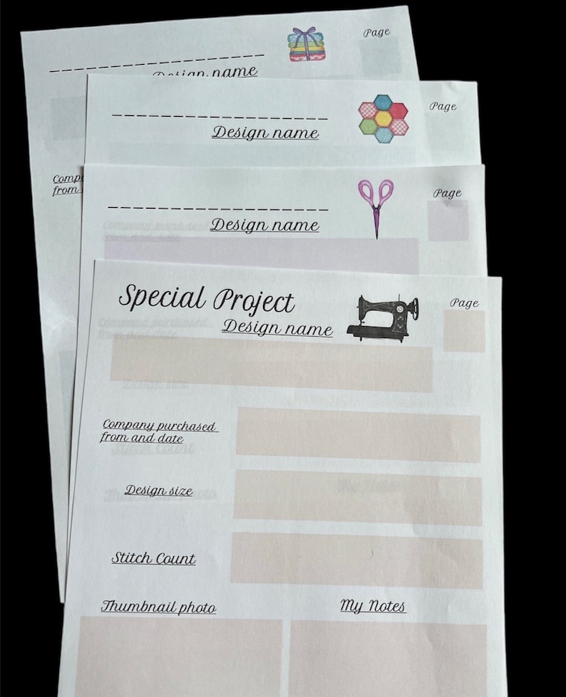 Machine Embroidery Design Organising Info Sheets A4 Page Printable Pdf ...