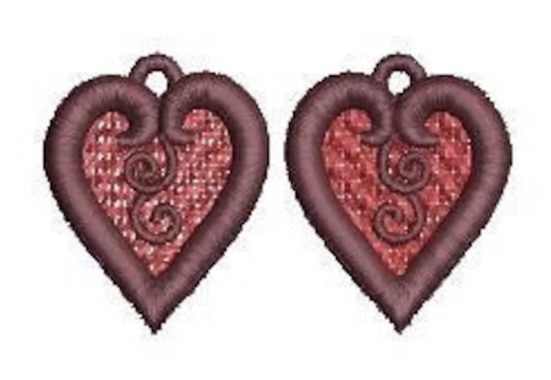 Heart FSL Earring Design Quick Stitch Just 2 Colours - Etsy