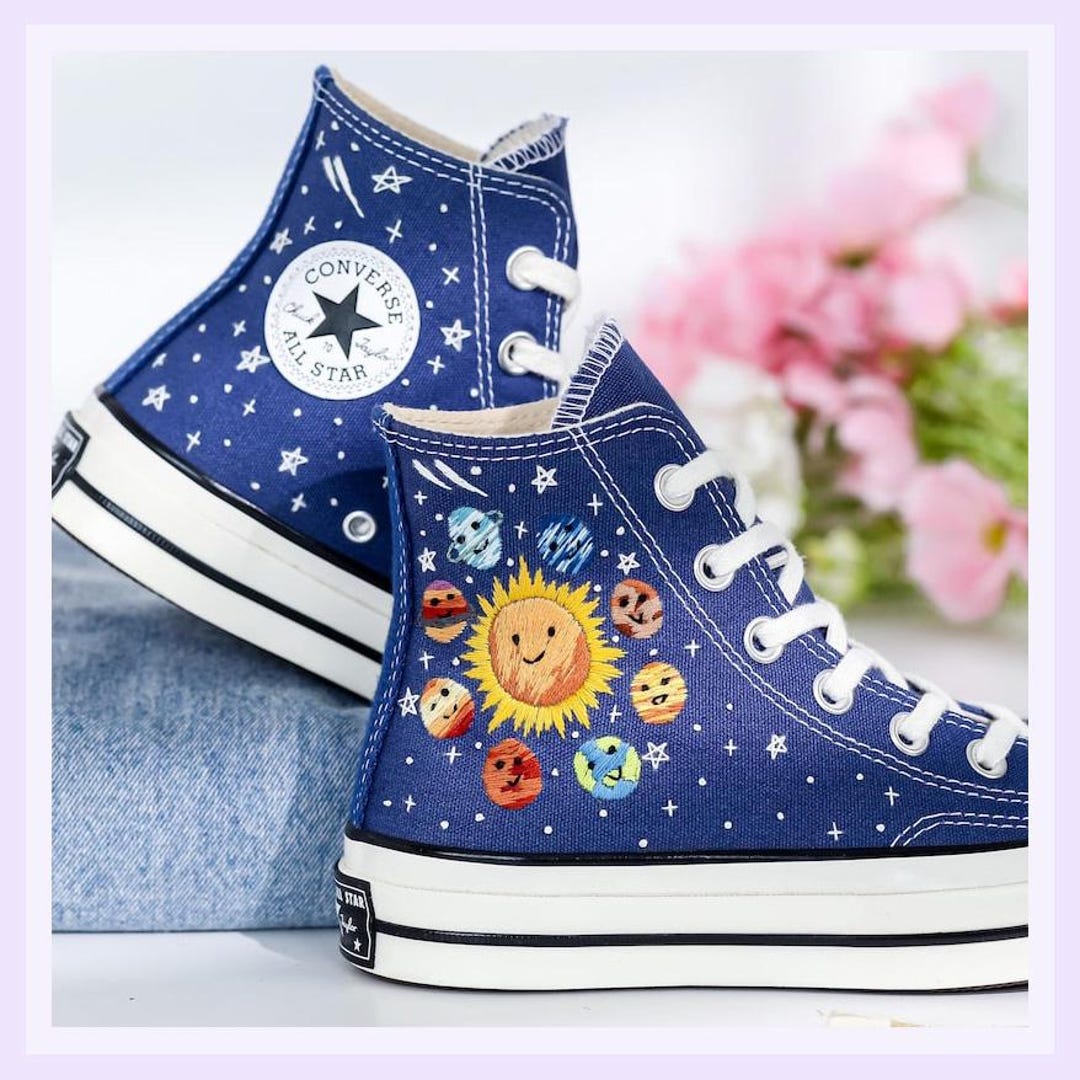 Custom Embroidered Sneakers, Stars, Moons, Planets, Universe ...