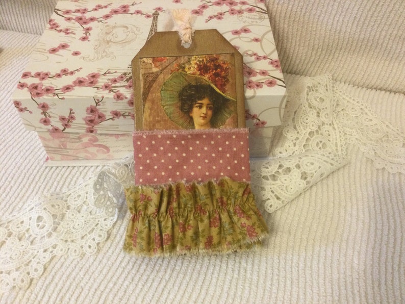 Gathered Fabric Ribbon and Torn Ribbon With Decorated Tag - Etsy