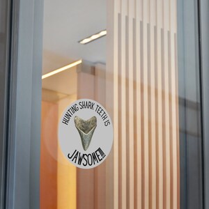 Hunting Shark Teeth is Jawsome Round Vinyl Stickers Grey - Etsy