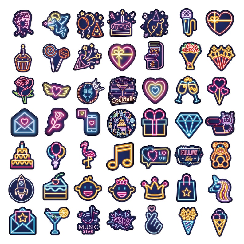 10-100pcs Sticker Neon-light Packs Decals for Kid Teen Decoration ...