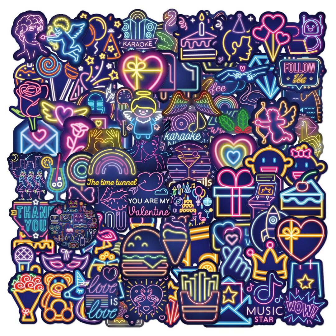 10-100pcs Sticker Neon-light Packs Decals for Kid Teen Decoration ...