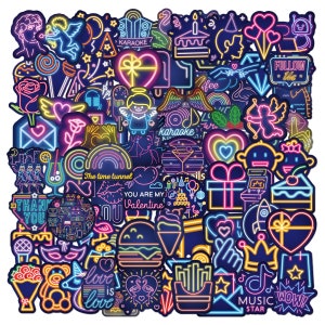 10-100pcs Sticker Neon-light Packs Decals for Kid Teen Decoration ...