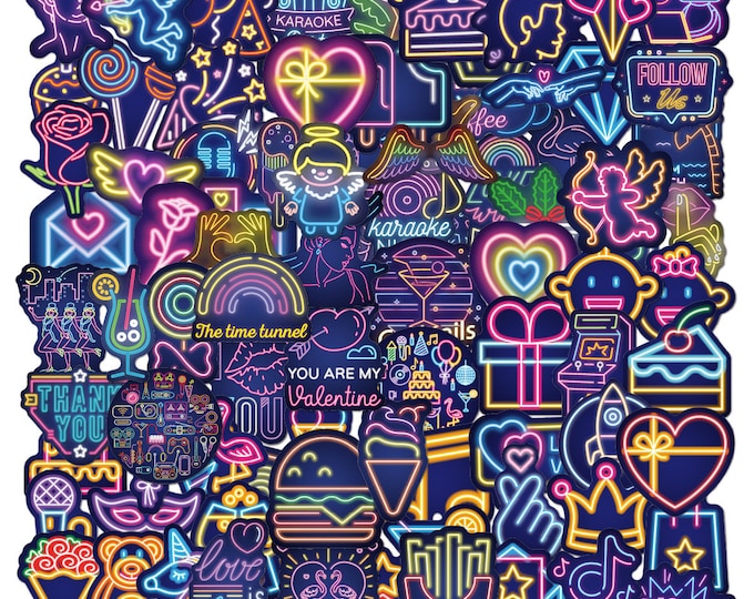 10-100pcs Sticker Neon-light Packs Decals for Kid Teen Decoration ...