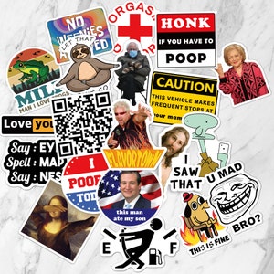 5 Inch Funny Adult Stickers, Large Meme Sticker Pack for Cars, Laptops ...
