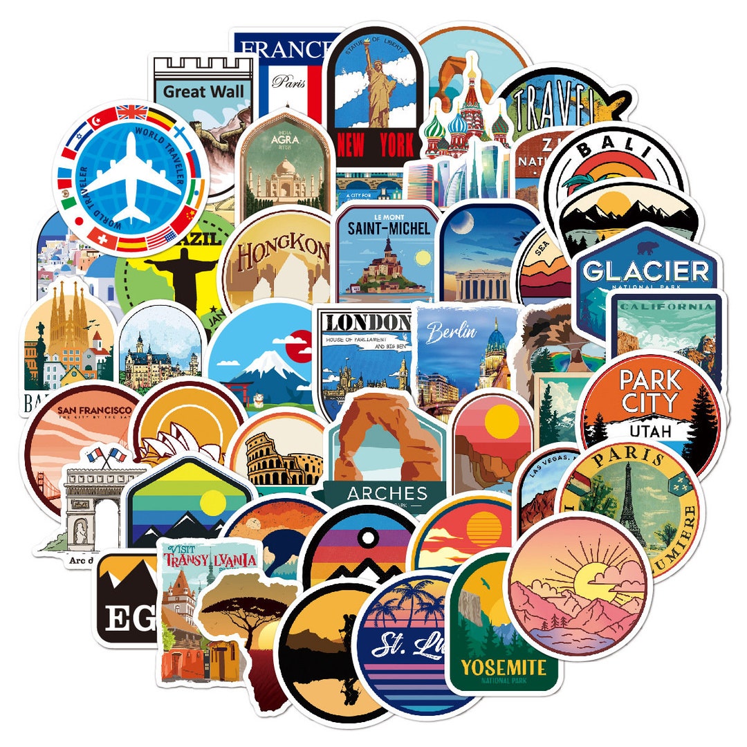 50pcs City Stickers, Cute City Stickers for Laptop, Water Bottle ...