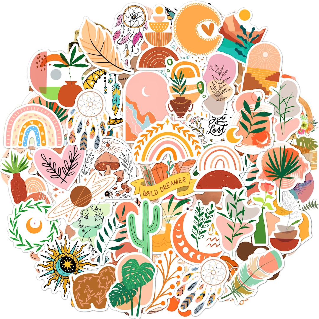 10-100pcs Cute Boho Stickers Bohemian Vinyl Sticker for Laptop Water ...