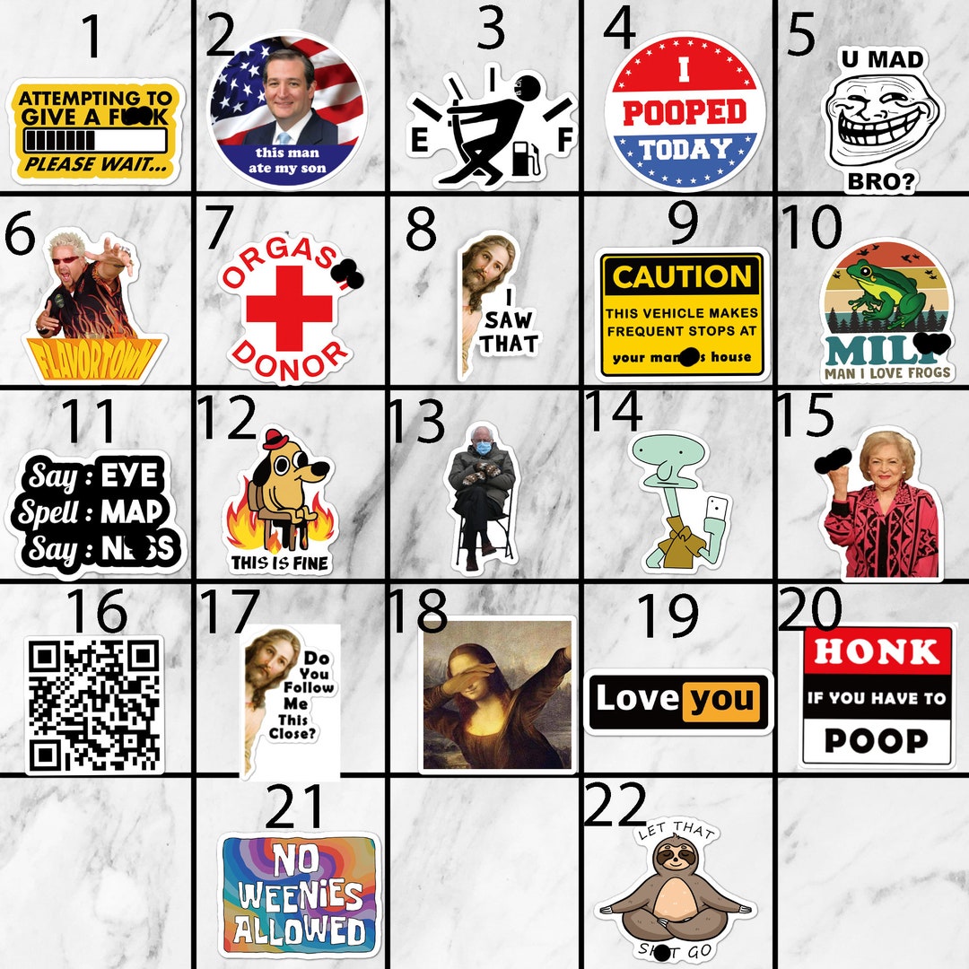 5 Inch Funny Adult Stickers, Large Meme Sticker Pack for Cars, Laptops ...