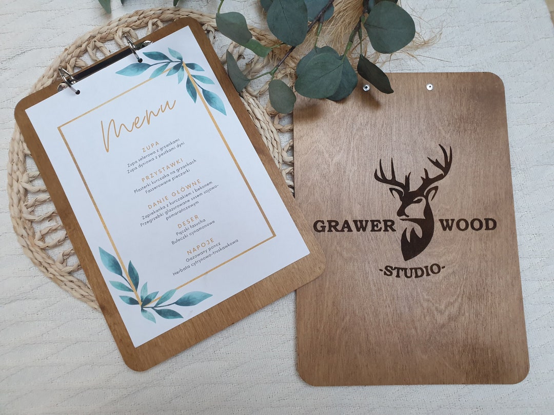 Wooden Restaurant Menu Board, Wooden Menu Holder A4 or A5, Personalized ...