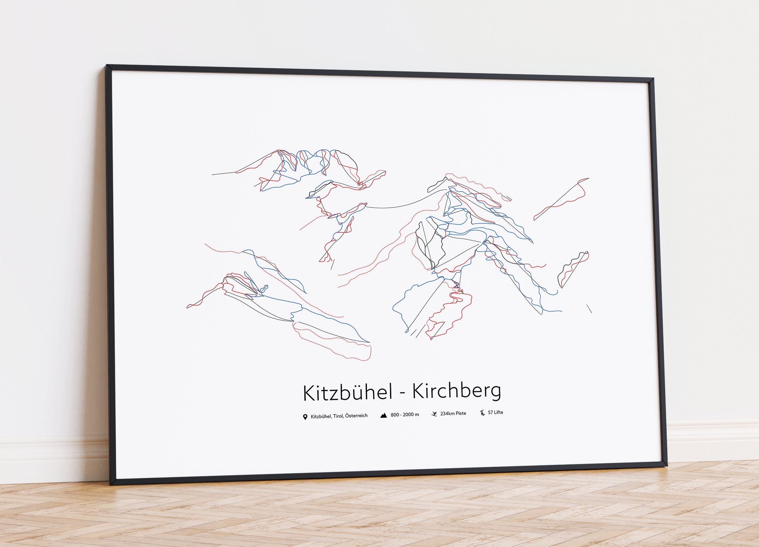 Kitzbühel Kirchberg Ski Area Piste Map Poster Ski Map 2 - Etsy