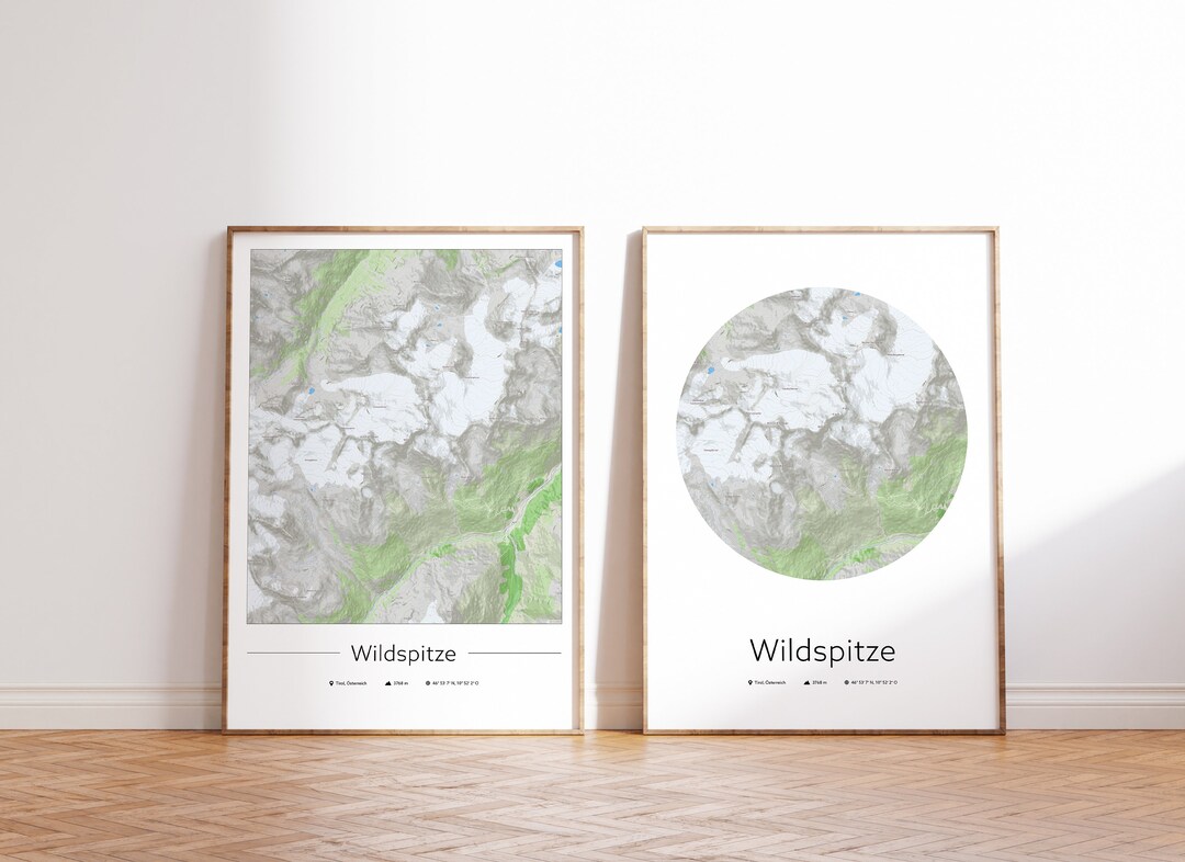 Wildspitze Poster Topographic Map A2 Digital Download - Etsy