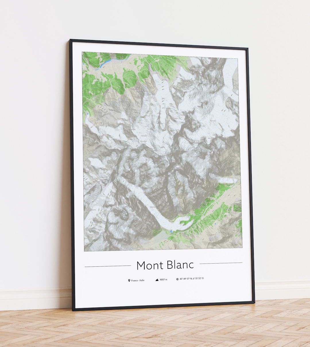 Mont Blanc Poster Topographic Map A2 Digital Download - Etsy