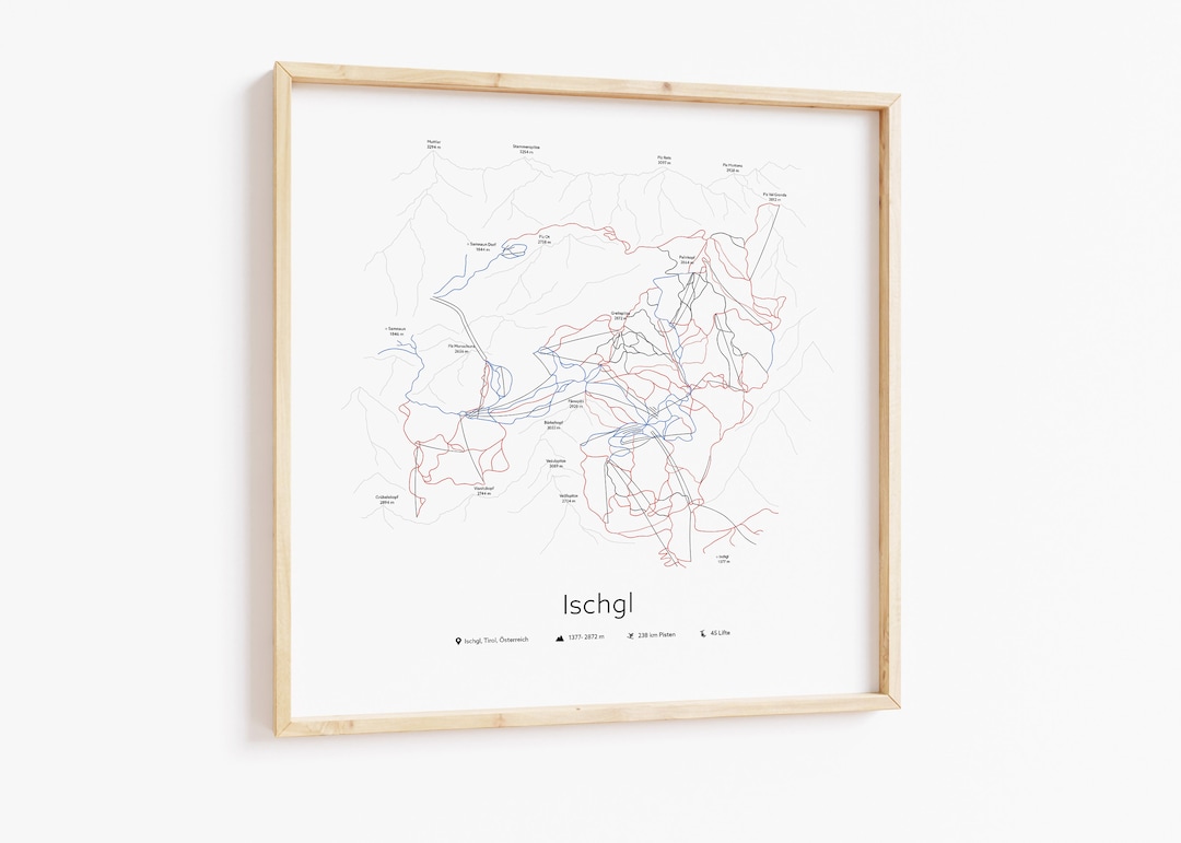 Ischgl Ski Resort Poster Silvretta Arena Ischgl Samnaun Trail Map 2 ...