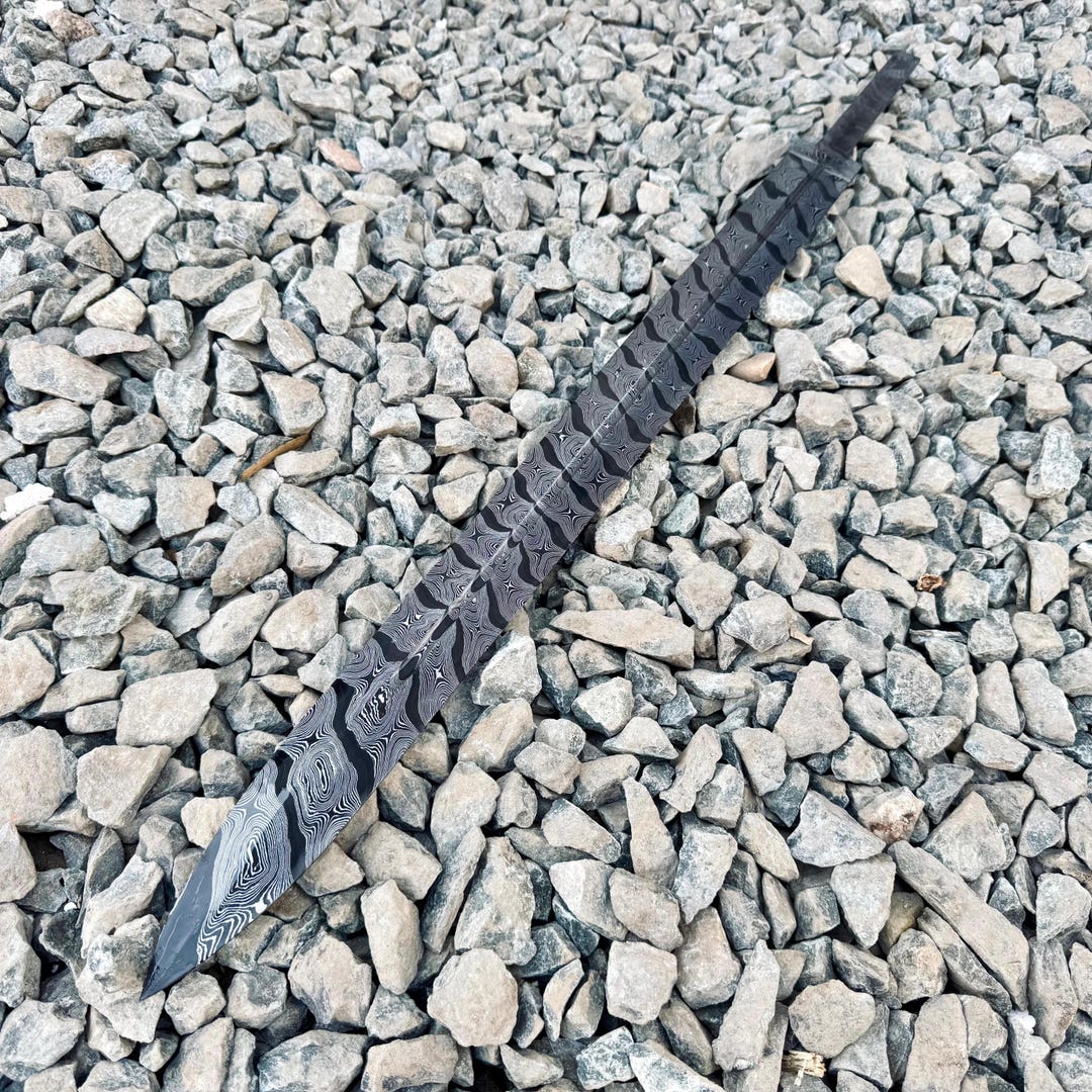 Damascus Steel Sword Blade Blank – 31" Snake Pattern, Hand-forged DIY ...