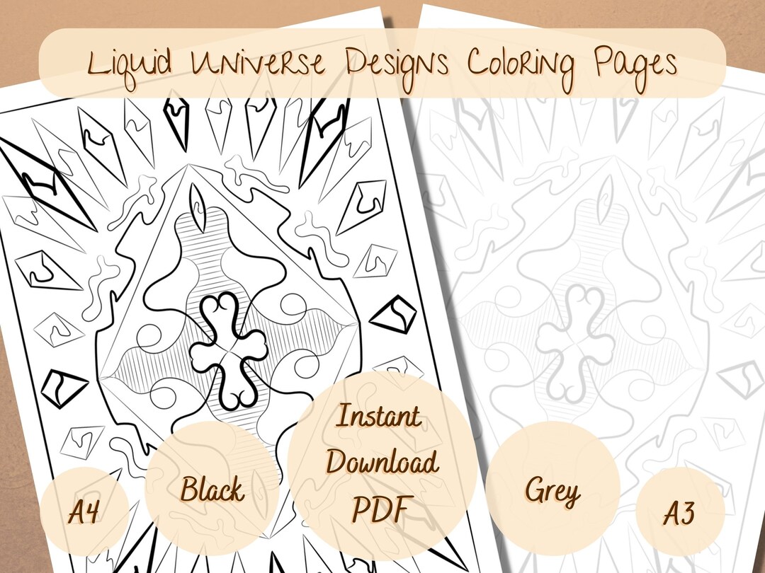 6 Abstract Geometric Coloring Page Blackgrey High - Etsy