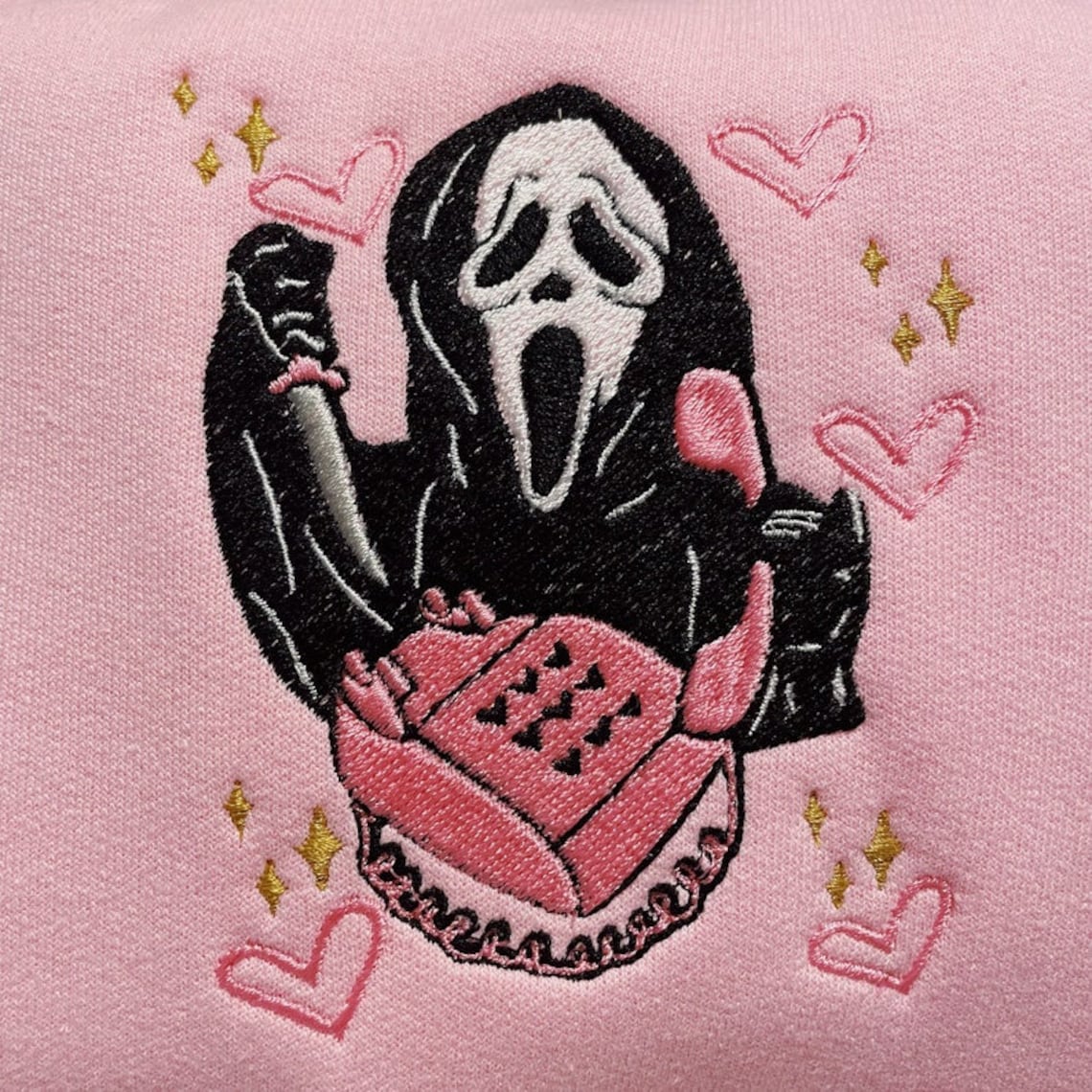 Ghostface Pink Embroiered Sweatshirt Ghostface Pink Crewneck - Etsy
