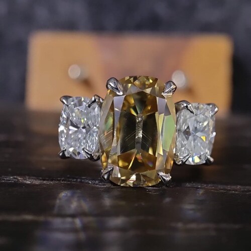 Fancy Yellow Moissanite Engagement Ring 14k Rose Gold Ring - Etsy