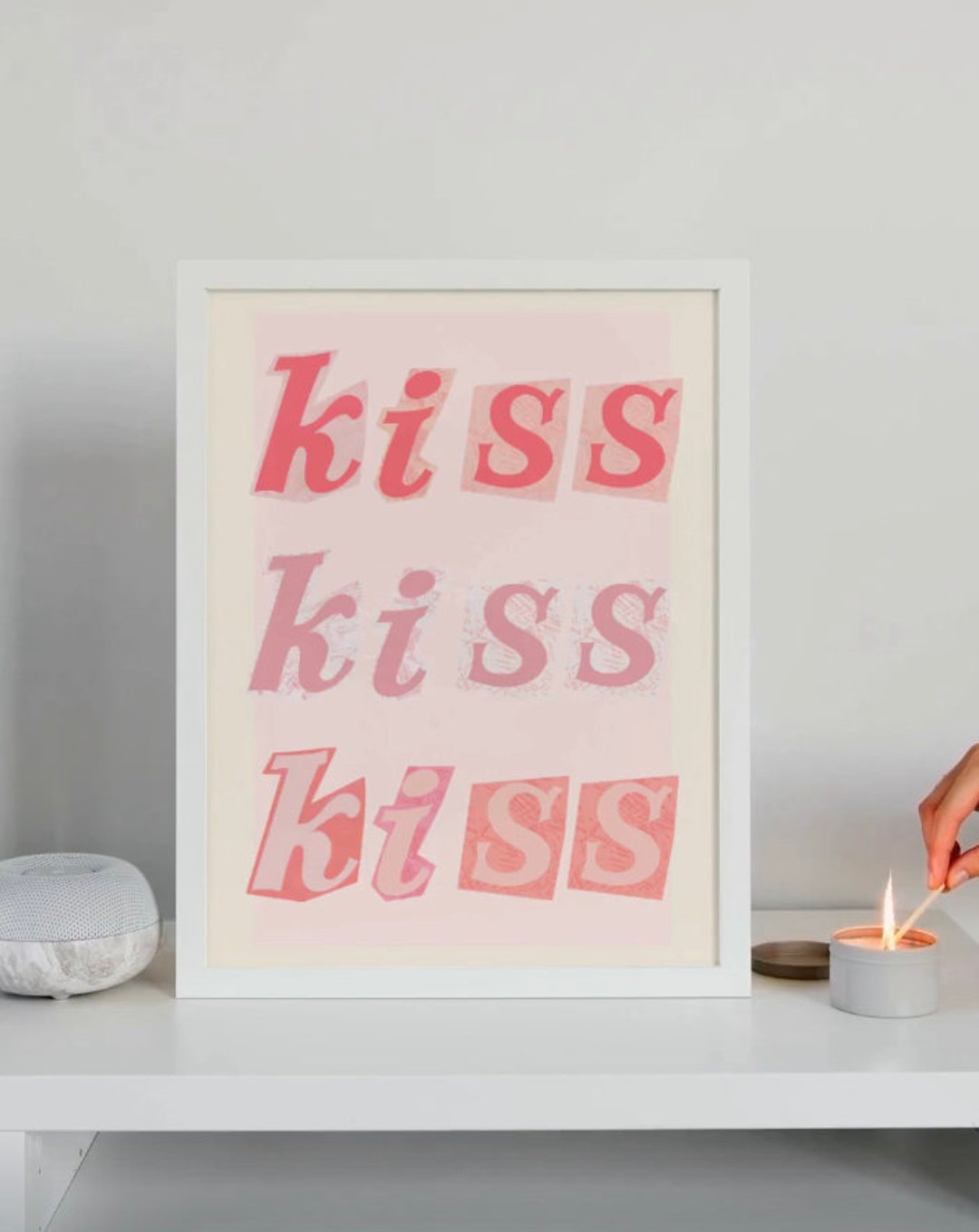 Pink Kiss Art Print: Girly Room Decor (digital Download) - Etsy