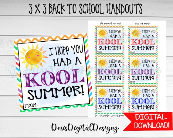 I Hope You Had a Kool Summer. KOOL AID Handout. Back to School - Etsy