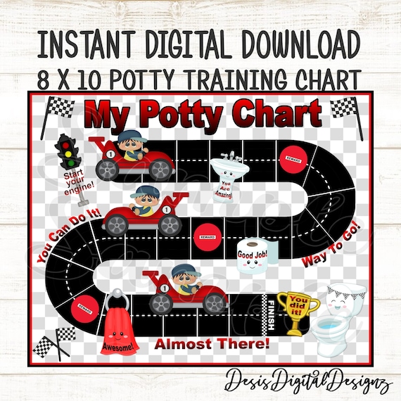 Racecar Potty Chart Race Car Potty Training Chart Sticker - Etsy