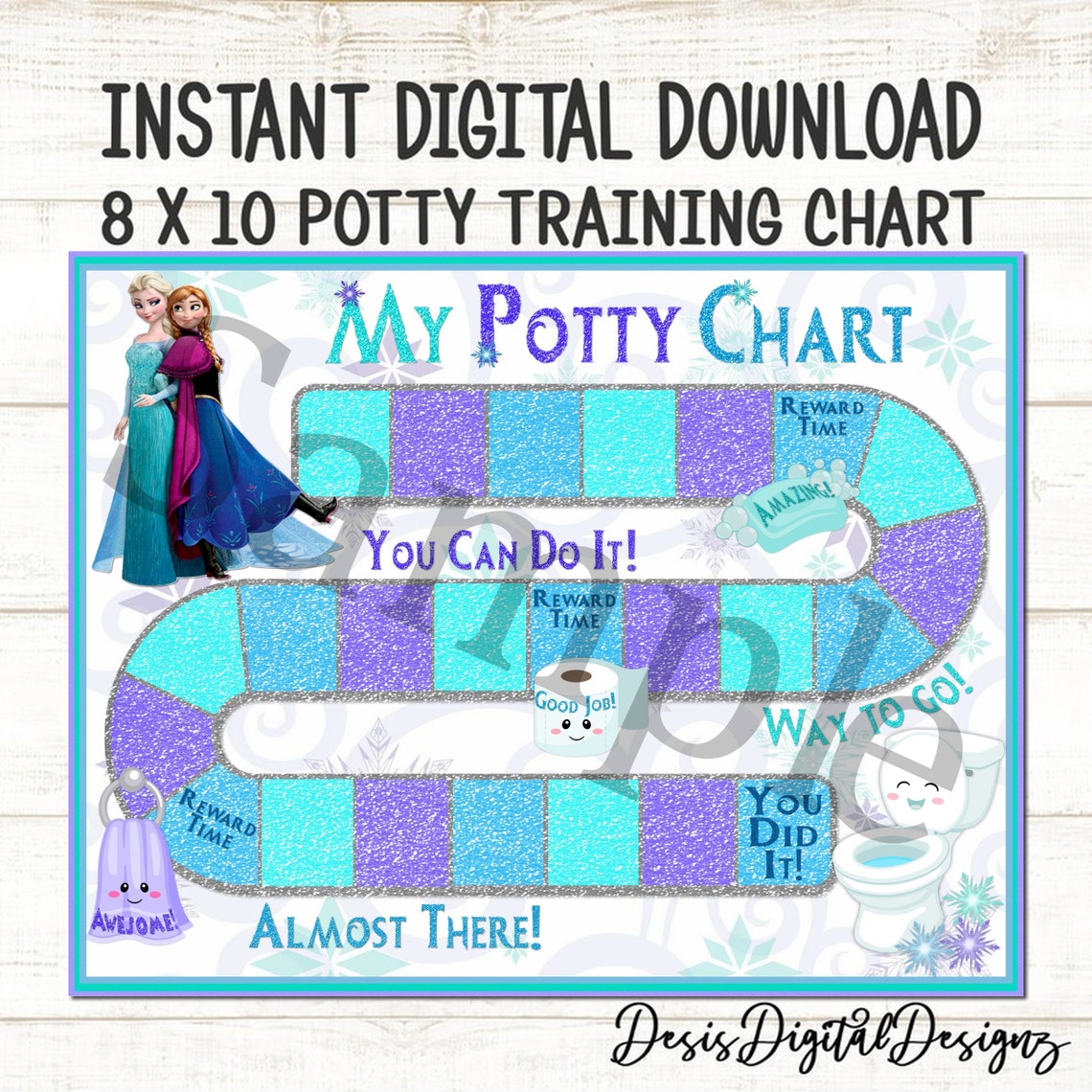 Frozen Potty Chart Toddler Potty Training Chart Anna Elsa | Etsy