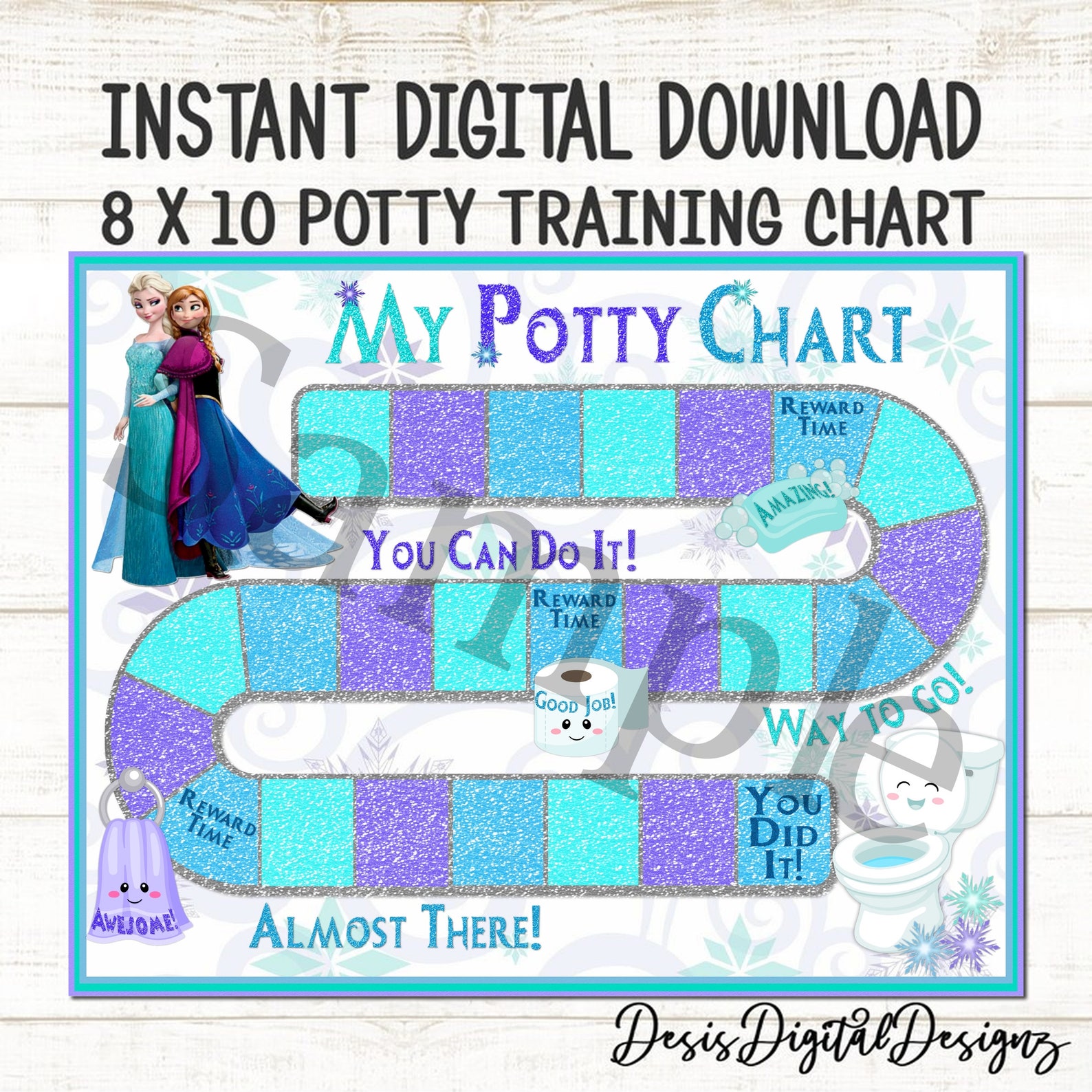 Frozen Potty Chart Toddler Potty Training Chart Anna Elsa Reward Chart ...