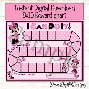 Minnie Mouse Reward Chart Behavior Chart Daily Chore Chart Printable ...