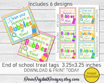 Hope Your Summer Bubbles With Fun End of School Year Tags - Etsy