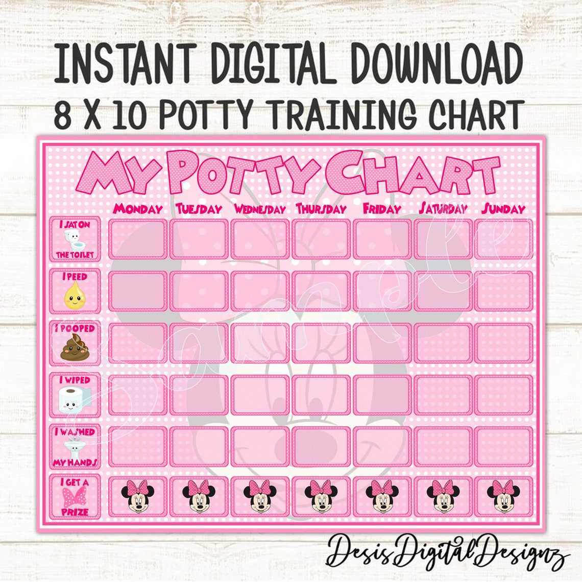 Minnie Mouse Potty Training Chart Minnie Mouse Potty Chart - Etsy