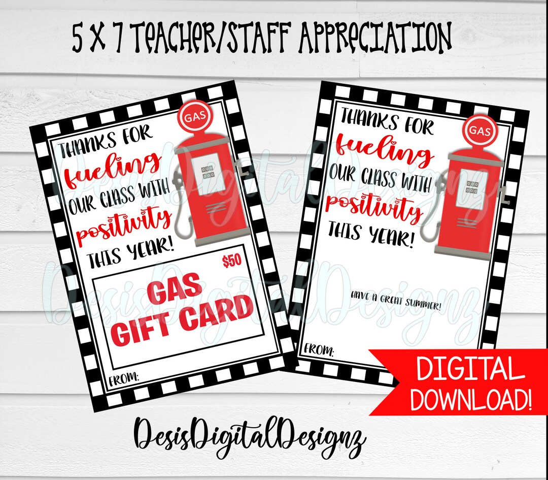 Thanks for Fueling Our Class With Positivity. Teacher Appreciation Gas ...