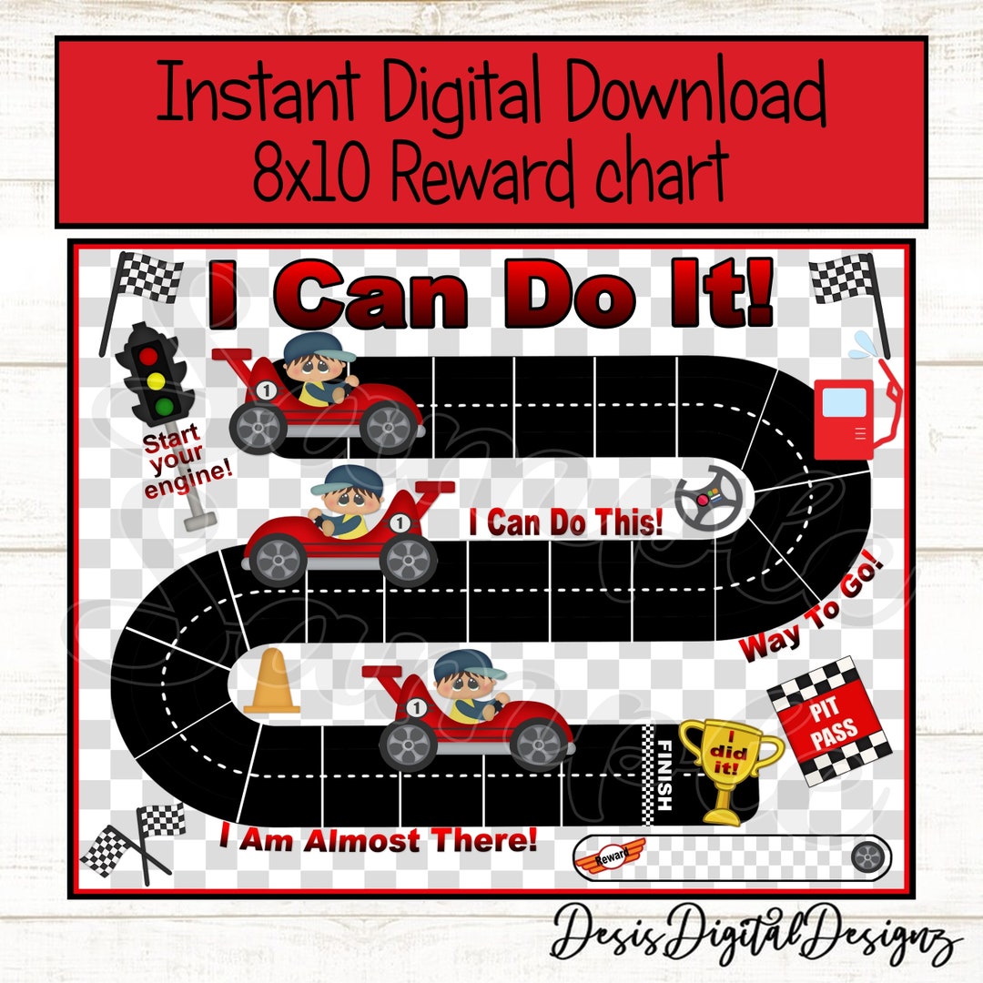 Racecar Reward Chart Routine Chart Race Car Daily Chore Chart Behavior ...