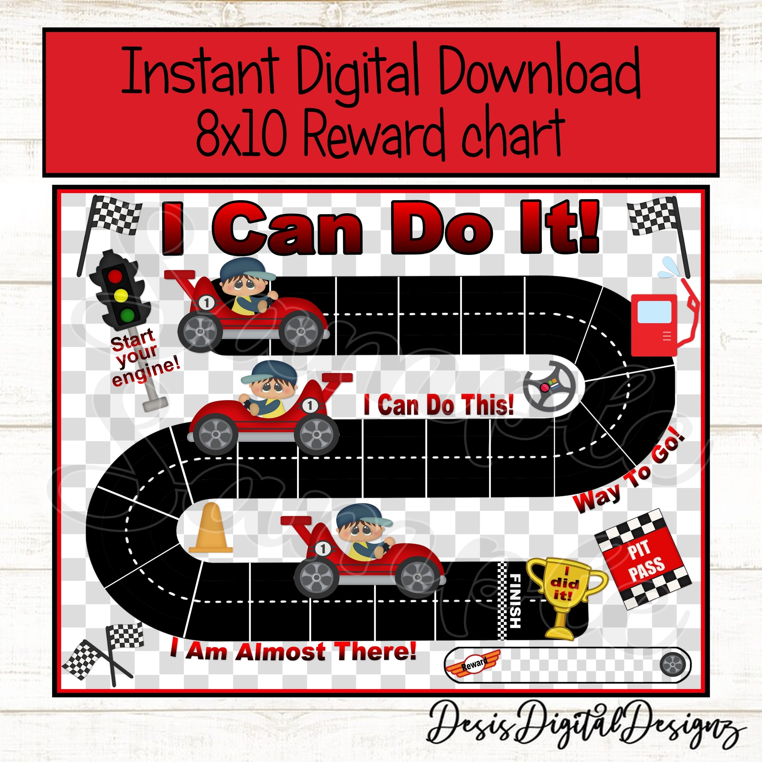 Racecar Reward Chart Routine Chart Race Car Daily Chore, 42% OFF