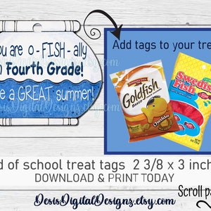 You Are O-fish-ally in Fourth Grade Tags Treat Tags Last Day of School ...