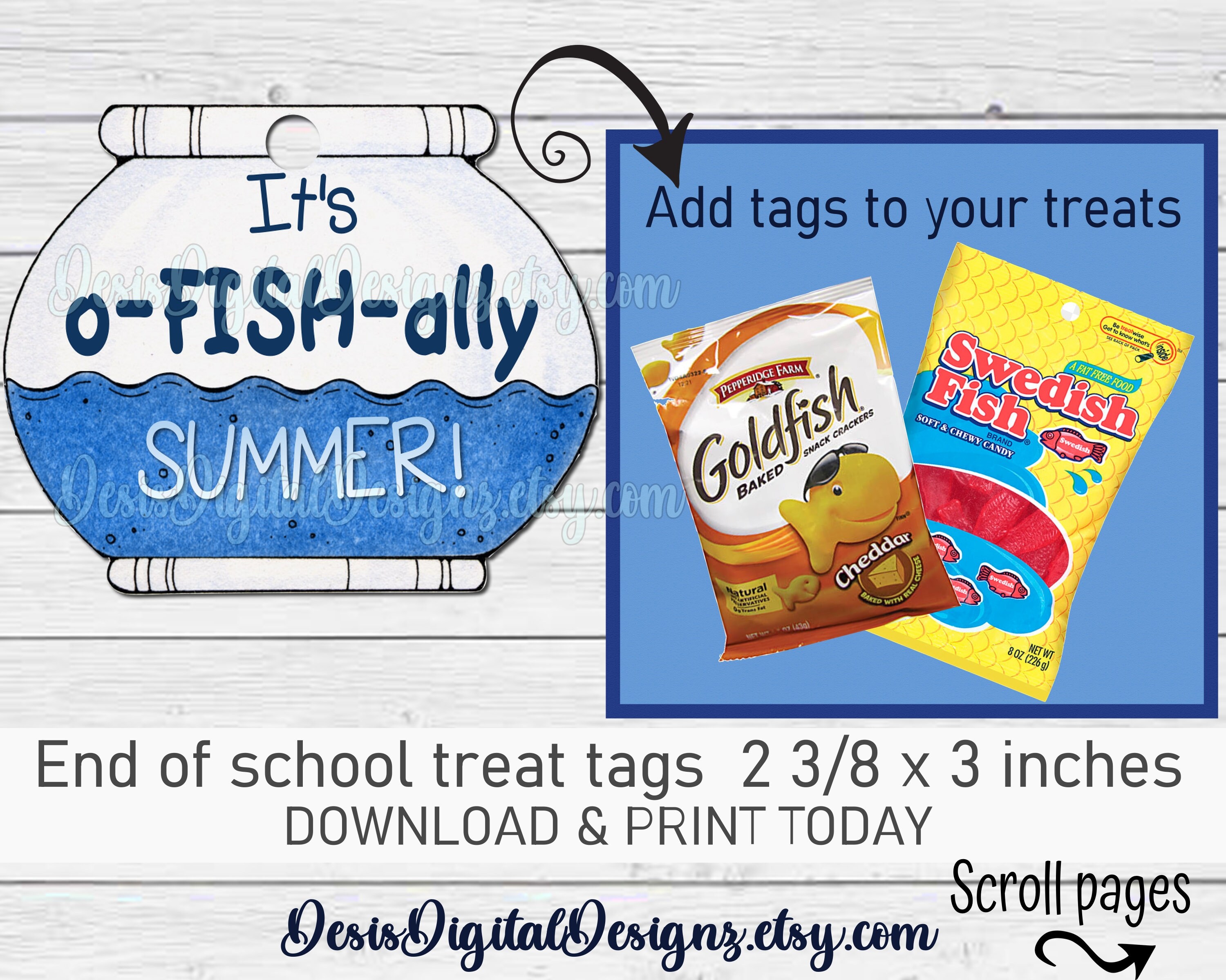 It's O-fish-ally Summer Tags Treat Tags Last Day of School - Etsy