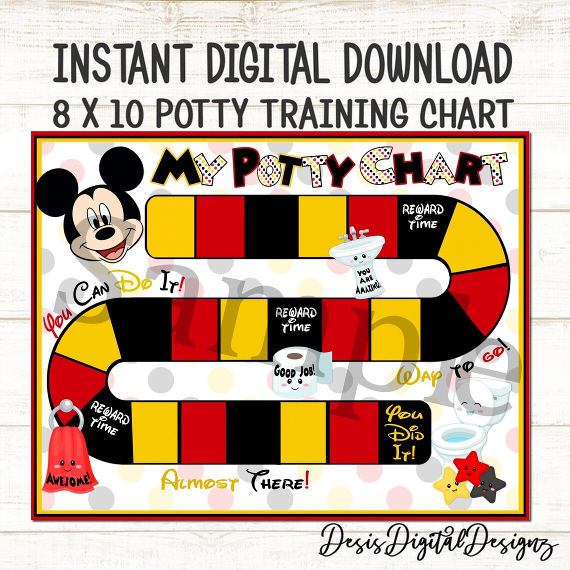 Mickey Mouse Potty Chart Mickey Mouse Potty Training Chart | Etsy
