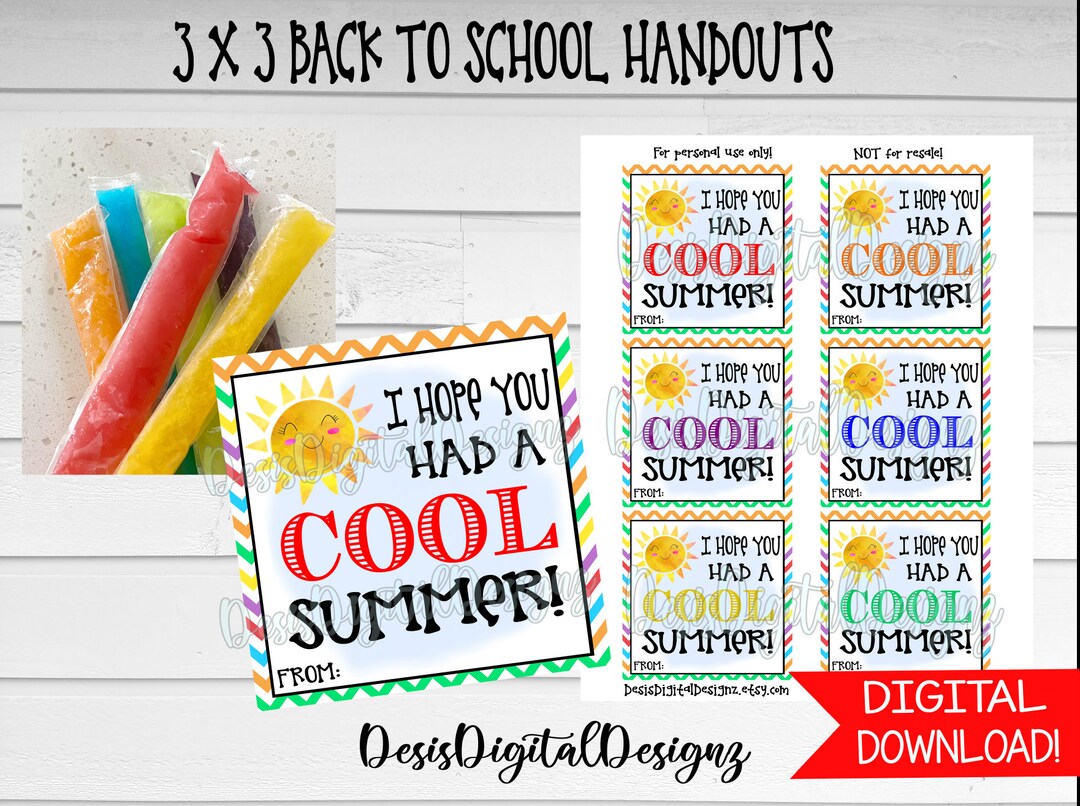 I Hope You Had a Cool Summer. Popsicle Handout. Back to School Tags ...