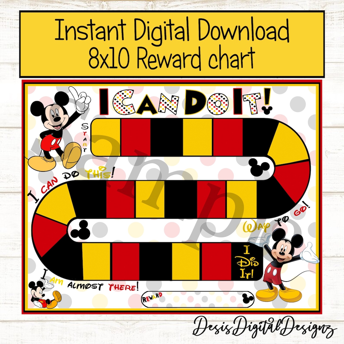 Mickey Mouse Reward Chart Behavior Chart Daily Chore Chart Printable ...