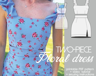 Asymmetrical Two-piece Dress Sewing Pattern PDF XS-XL - Etsy