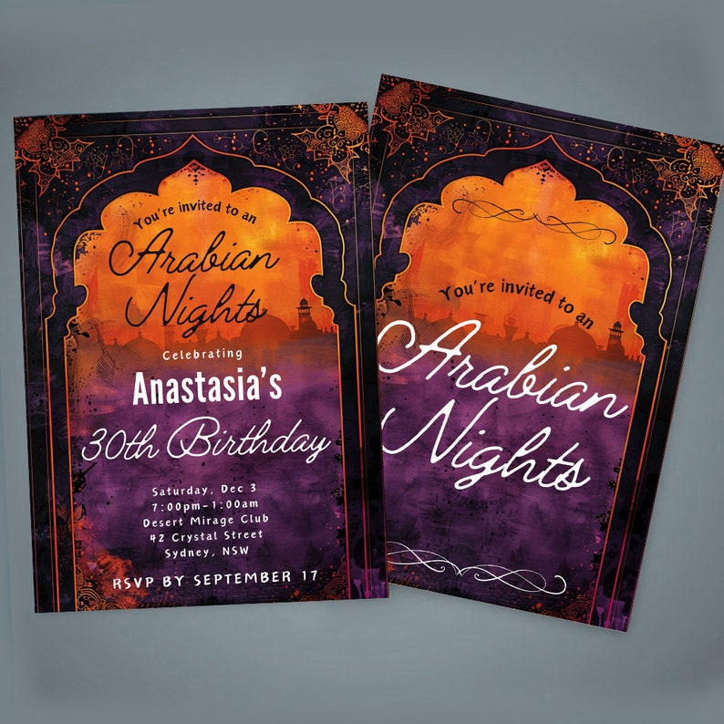 Arabian Nights Invitation, Birthday Theme, Instant Invitation, Digital ...