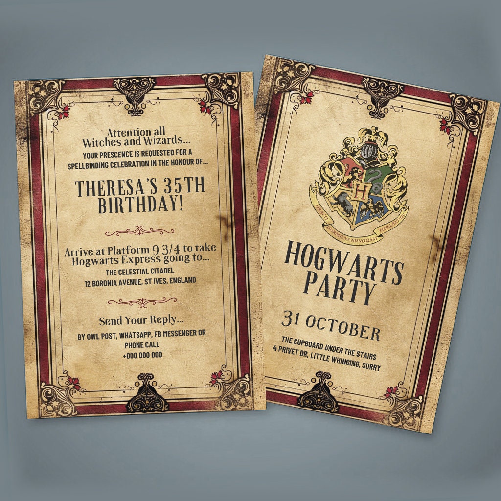 Harry Potter Birthday Invitation, Birthday Theme, Instant Invitation ...
