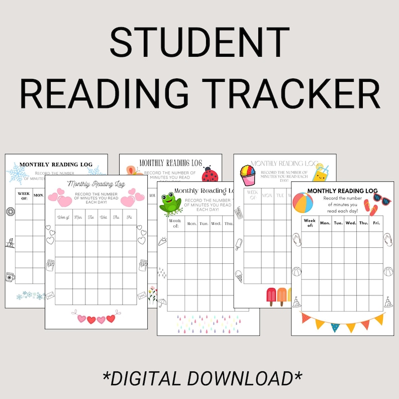 Kids Reading Tracker Printable: Daily Reading Log PDF Download ...