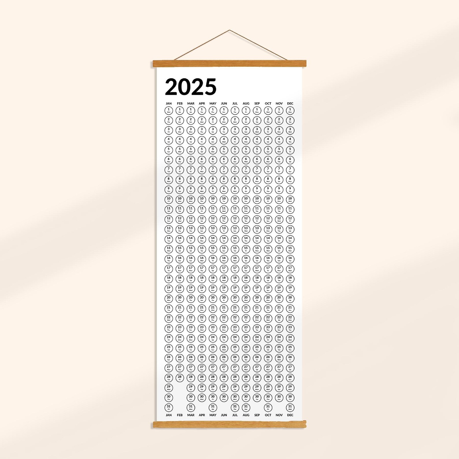 2025 Minimalist Wall Calendar | Daily Tracker | Wall Art Print | New ...