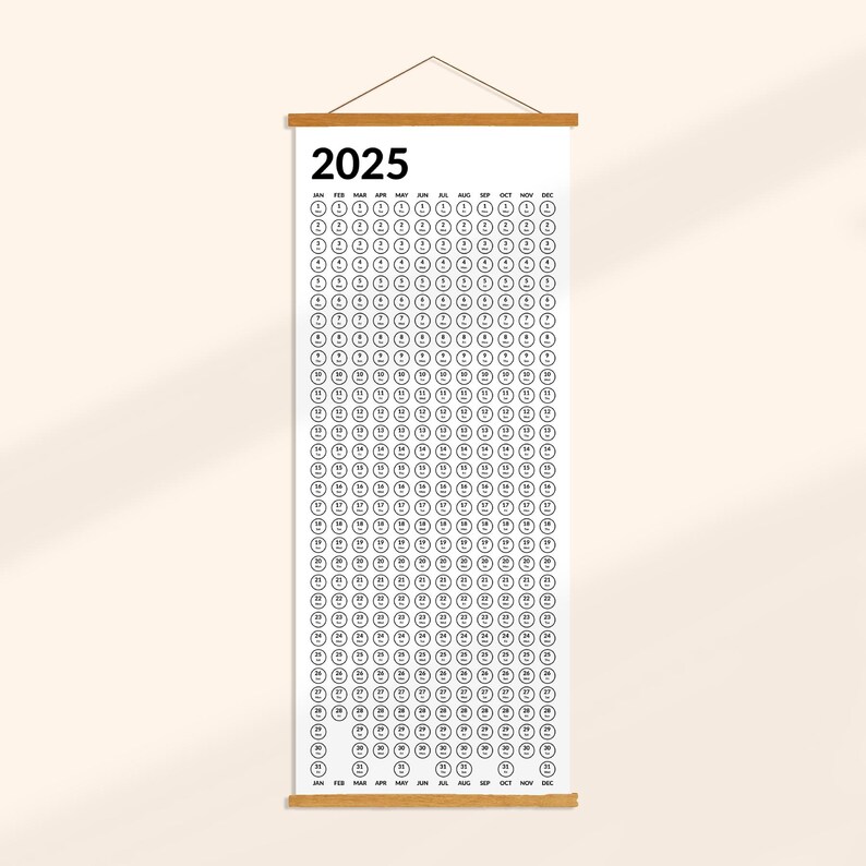 2025 Minimalist Wall Calendar | Daily Tracker | Wall Art Print | New ...