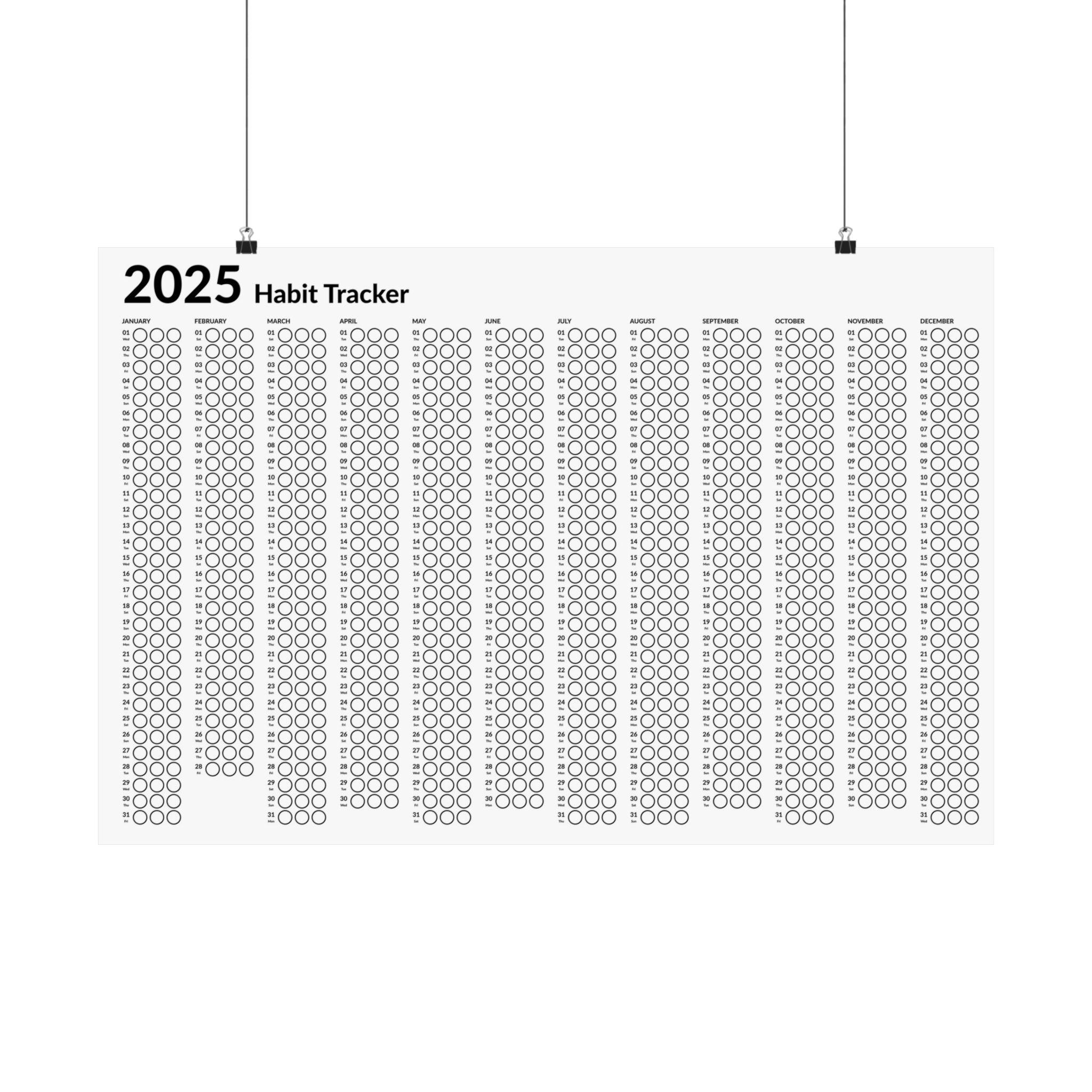 2025 Giant Wall Calendar Habit Tracker Year in Review Annual Tracker ...
